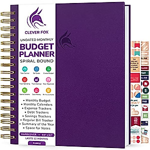 Clever Fox Budget Planner – Coiled Budget Book with Colorful Pages, Monthly Financial Planner, Budgeting Organizer & Expense Tracker Notebook, Finance Journal, 8.5x9.5″ Hardcover – Purple