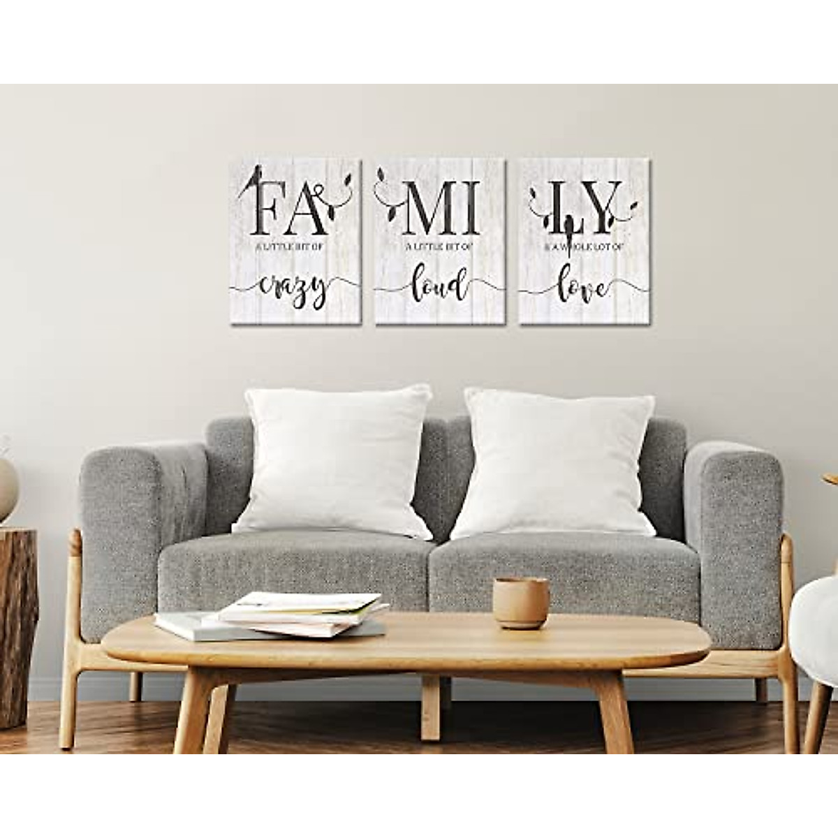 ARTINME Decorative Farmhouse Home Wall Decor Set of 3 - Rustic Family Signs Wall Art with Frames for Bedroom, Living Room, Home Wall Decor (12"x15",Set of 3)