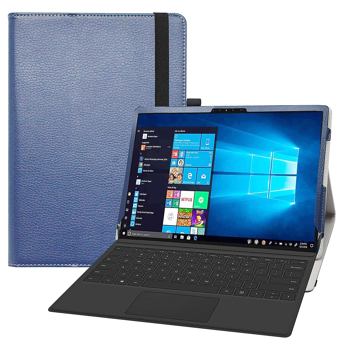 Bige for Latitude 7320 Detachable Case,PU Leather Folio 2-Folding Stand Cover for Dell Latitude 7000 7320 Detachable 13" 2-in-1 (2021) Tablet (Not fit Other Dell Laptop),Dark Blue