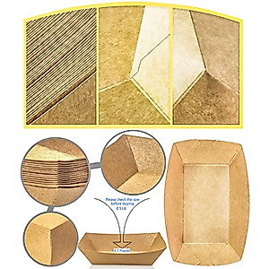 MotBach 300 Pack 1/2 Lb Paper Food Boat Trays Disposable Small Paper Boats, Mini Kraft Paper Food Trays Paper Food Serving Boat Tray Basket for Snacks Tacos Popcorn BBQ Sauce Fries Nacho