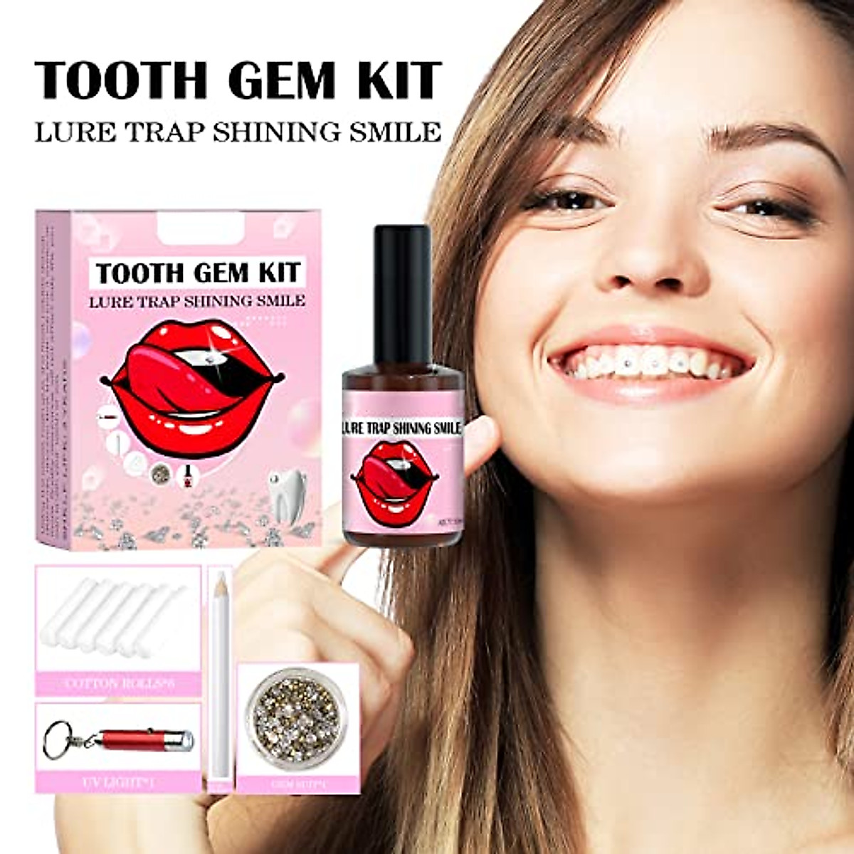 YIPINER Professional DIY Tooth Gem Kit with Curing Light and Glue, Crystals Jewelry kit, Teeth Gems Kit with Glue and Crystals, Great Tooth Jewelry Gems Kit for DIY Use