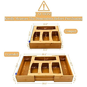 Zaytun Drawer Organizer for Ziplock Bags and Foil | Expandable & Englrarged 6-IN-1 Zip Lock Bag Organizer For Drawer & Foil And Plastic Wrap Dispenser With Cutter for Kitchen Organization and Storage