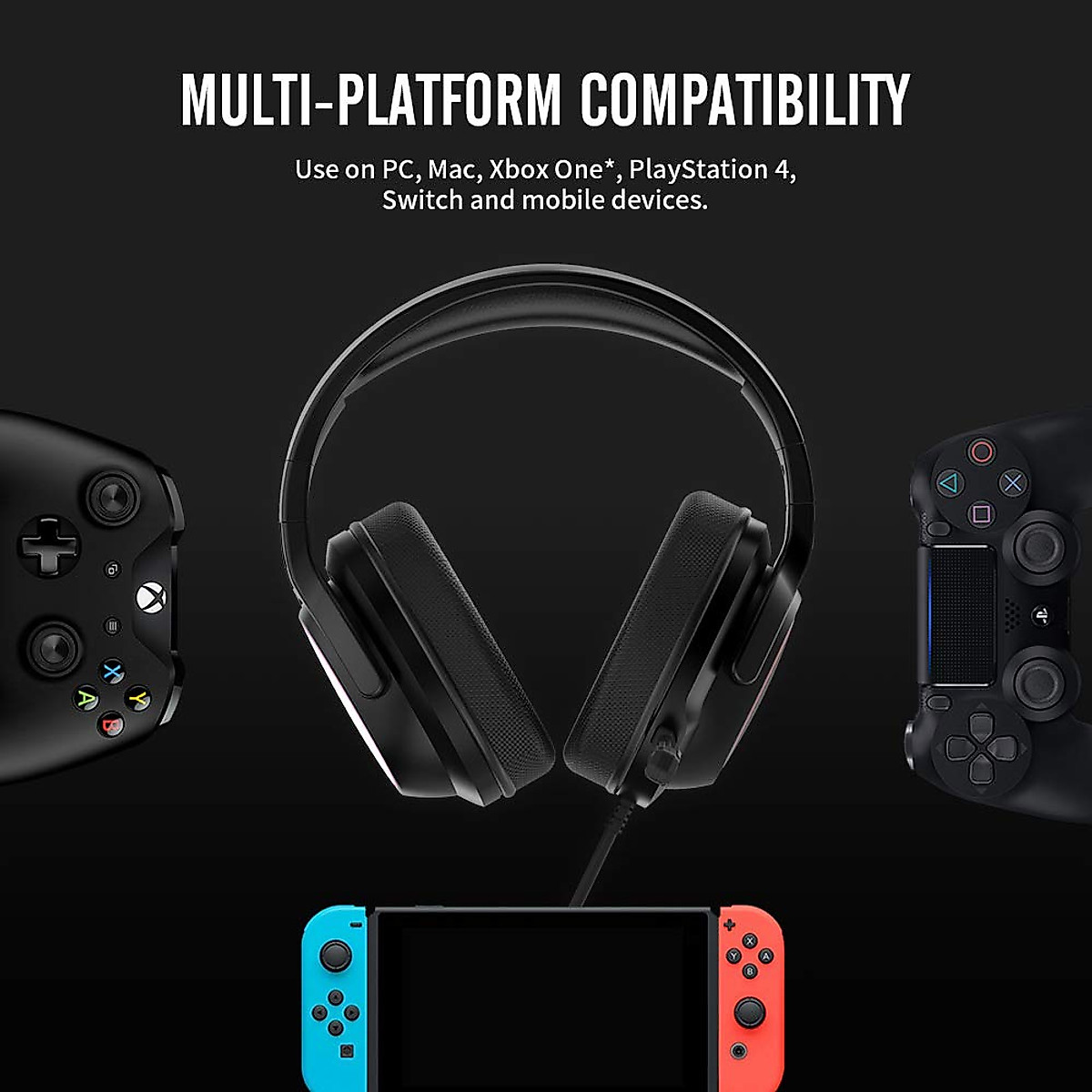 NUBWO N20 Stereo Gaming Headset with Detachable Noise Canceling Mic, Work from Home Headphones with mic for PS4, Xbox One, Nintendo Switch Lite, PC, Laptop, Mac