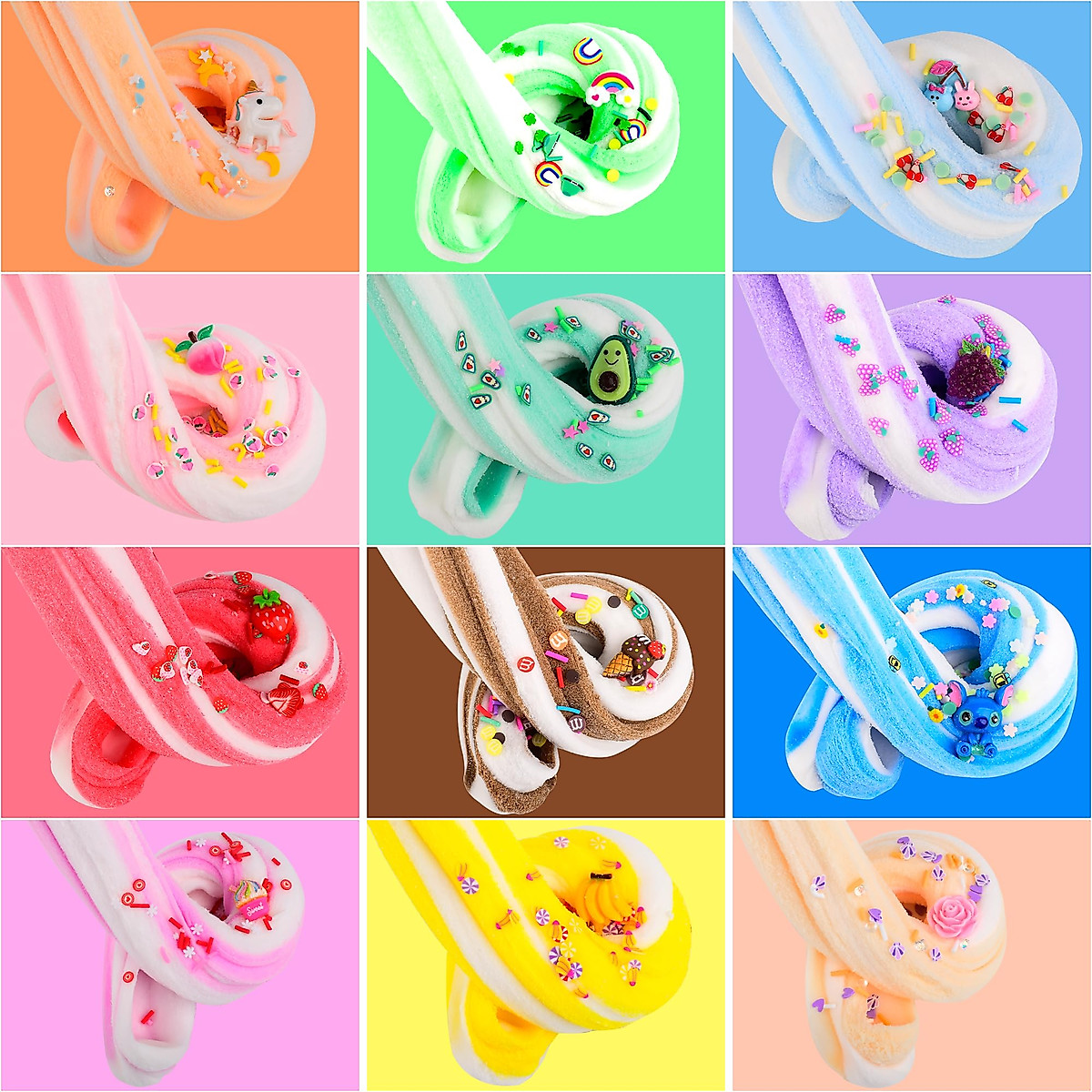 12 Pack Cloud Slime Kit Two-Toned Fidget Toy, Educational Slime Toys, Birthday Gifts Prize Party Favors for Girl Boys Kids 6 7 8 9 10 11 12