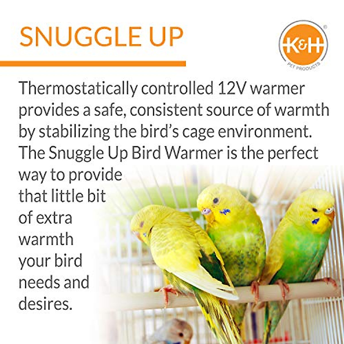 K&H Pet Products Snuggle-Up Bird Warmer, Caged Bird Heater for Small Exotic Birds Like Parakeets or Cockatiels, Bird Heater for Cage - Gray Small 3 X 5 Inches