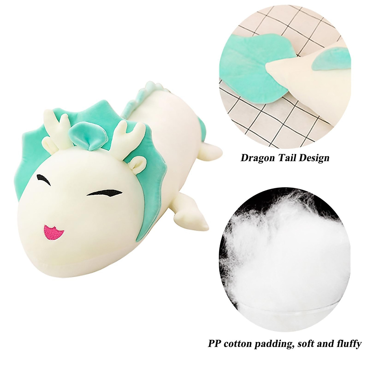 Hofun4U Dragon Plush Pillow, 34 Inch Dragon Stuffed Animals, Christmas Birthday Gift for Adults Kids Girls Boys