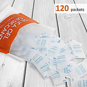 Orimit 2 Gram [120 Packets] Silica Gel Packs for Moisture Absorbing, Desiccant Dehumidifier Bags for Spices Jewelry Shoes Boxes Electronics Storage, Food Safe