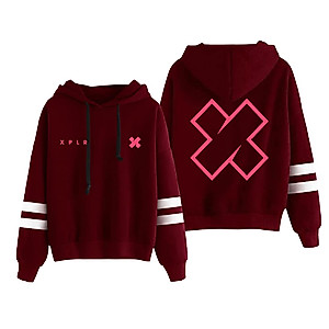 Sam and Colby Merch XPLR Season 2 Hoodies Women Men Long Sleeve Casual Pullover Sweatshirt (Red,S)