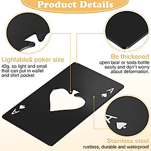 50 Pieces Poker Card Bottle Openers Groomsmen Ace of Spades Bottle Opener Stainless Steel Beer Bottle Opener for Your Wallet and Pocket, Nice for Groomsmen Present, Black, Silver