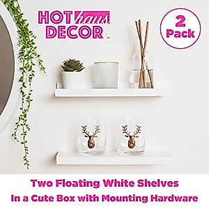 Hot Haus Decor Wall Shelves - Set of 2 White Floating Shelves - 12.75"x3.5"- Essential Oil Storage Wall Shelf - Nursery Bookshelf - Nail Polish Shelf - Spice Rack Floating Shelf - Essential Oil Shelf