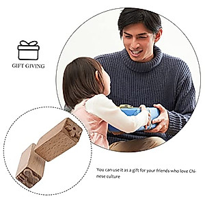 SEWACC 2pcs Seal Scrapbooking Stamps Scrapbook Tools Chocolate Molds Christmas Wooden Rubber Stamp DIY Dessert Maker Cake Stamp Traditional Chinese Stamp Cake Stampers Dessert Stamper Die