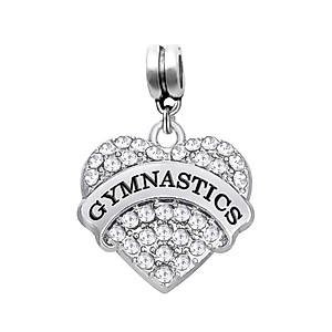 LaBenie Dangle Gymnastic Clear Crystal Heart Charm Bead