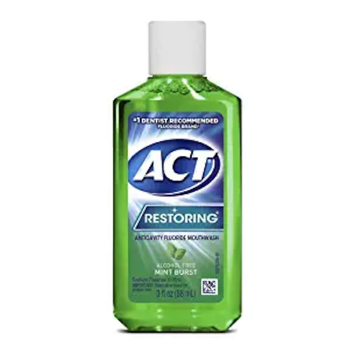 ACT Restoring Anticavity Fluoride Mouthwash, Mint Burst, 3 Ounce Travel Size (Pack of 1)