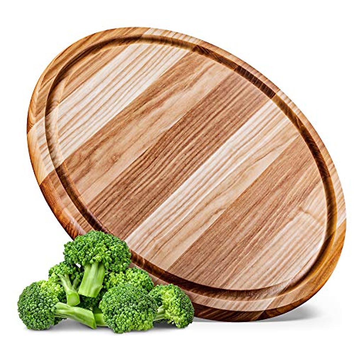 B.Brown Wood Round Cutting Board 13.5 inches Medium Cutting Board