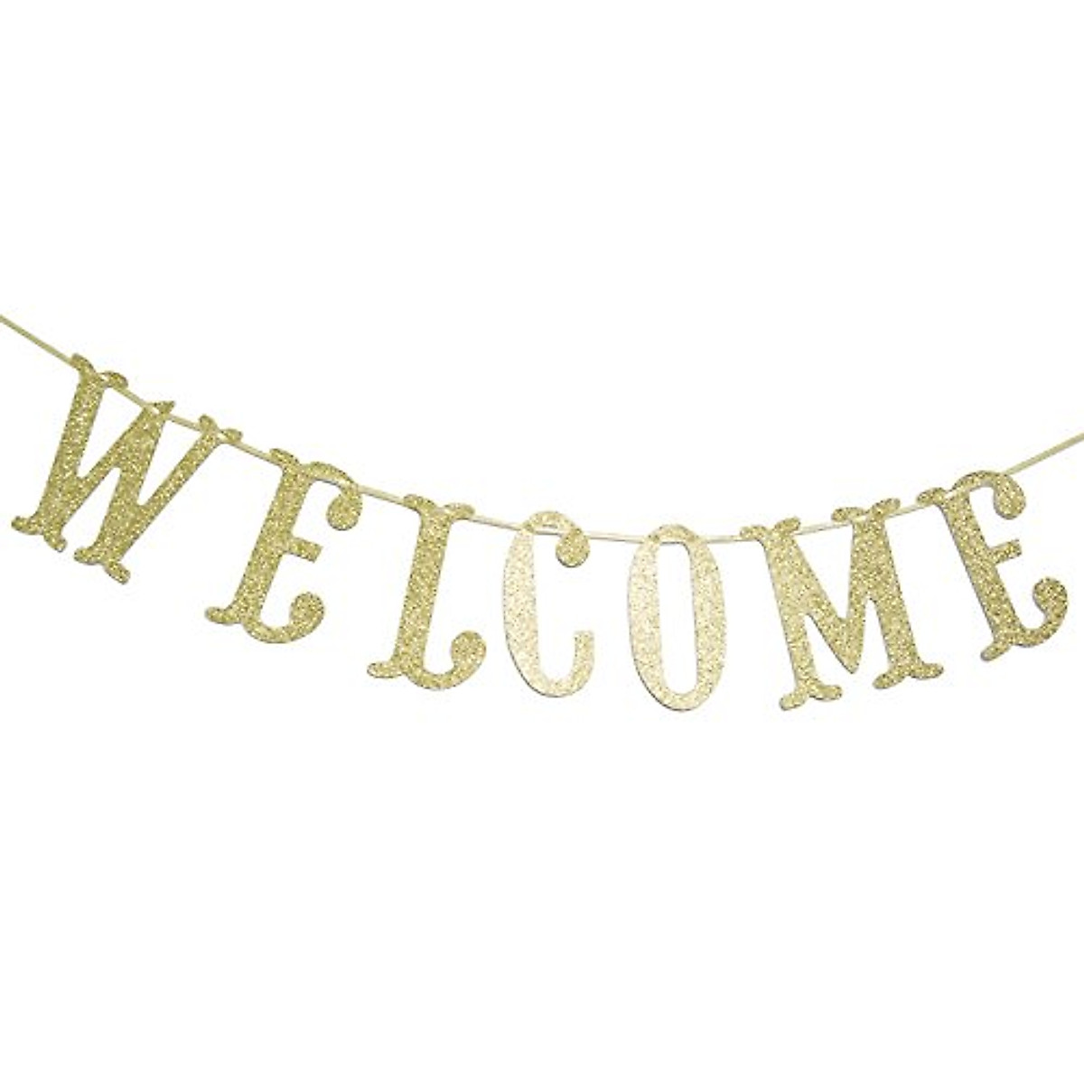 Welcome Gold Glitter Banner for First Day of School Teacher Banner Classroom Decor Decoration Home Schoolyard Party Supplies Cursive Bunting Photo Booth Props Sign