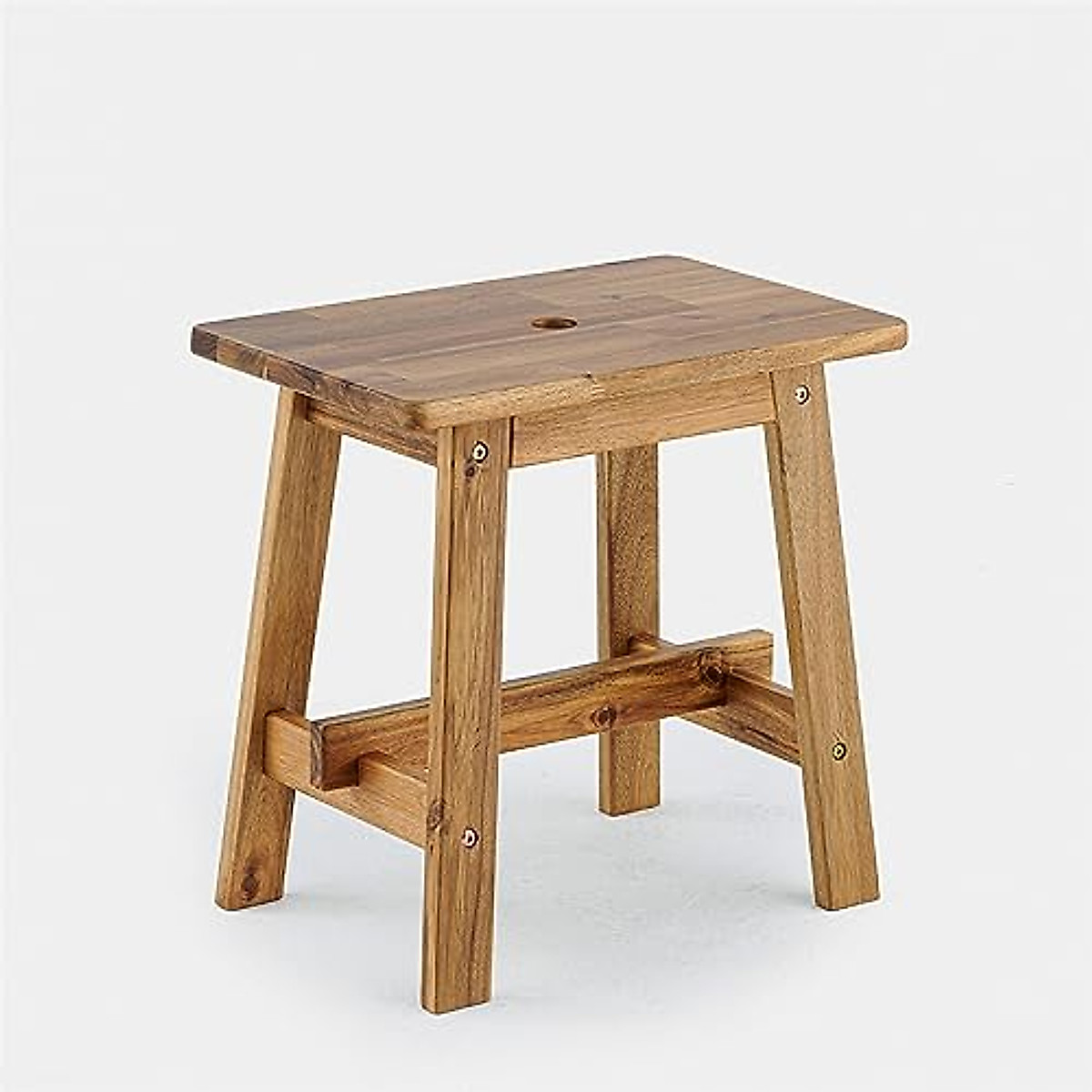 Acacia Wood Stool Rectangle Top Chairs Best Ideas End Tables for Sofas Sub-Stool for Living Room Bedside Strong Weight Capacity Upto 350 LBS, Natural Color