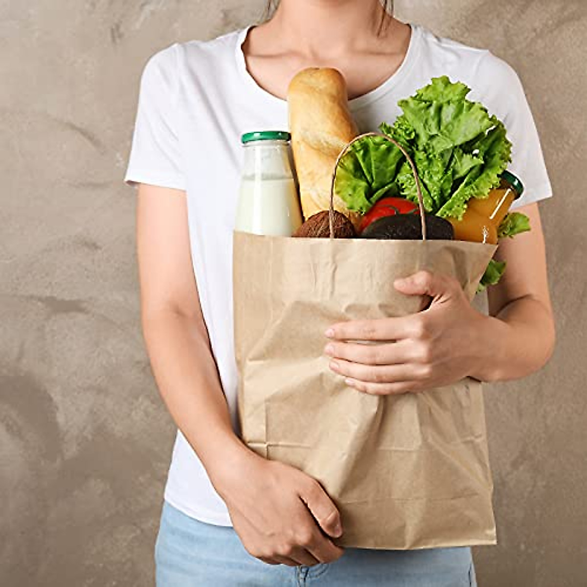 TOMNK 45pc Kraft Paper Gift Bags with Handles - 8/10/12.6 Inch (3 Sizes, 15pc Each) for Business & Party Use