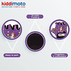 Kiddimoto - Cycling Gloves | Fingerless Gloves for Kids | Perfect for Bike, Scooter & Skateboard | Ideal for Boys and Girls | Available in Different Colourful Designs & Sizes