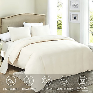 JML Duvet Cover , Ultra Soft 100% Washed Microfiber 3 Pieces Bedding Duvet Cover Set and Breathable Solid Color Duvet Cover Set