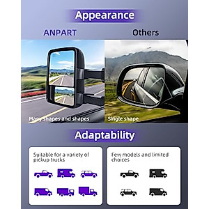 ANPART Towing Mirrors Fit for 2004-2014 For Ford For F-150 Pickup Truck Tow Mirrors With A Pair LH and RH Side Power Regulation with Heating Turn Signal Lamp Puddle Light