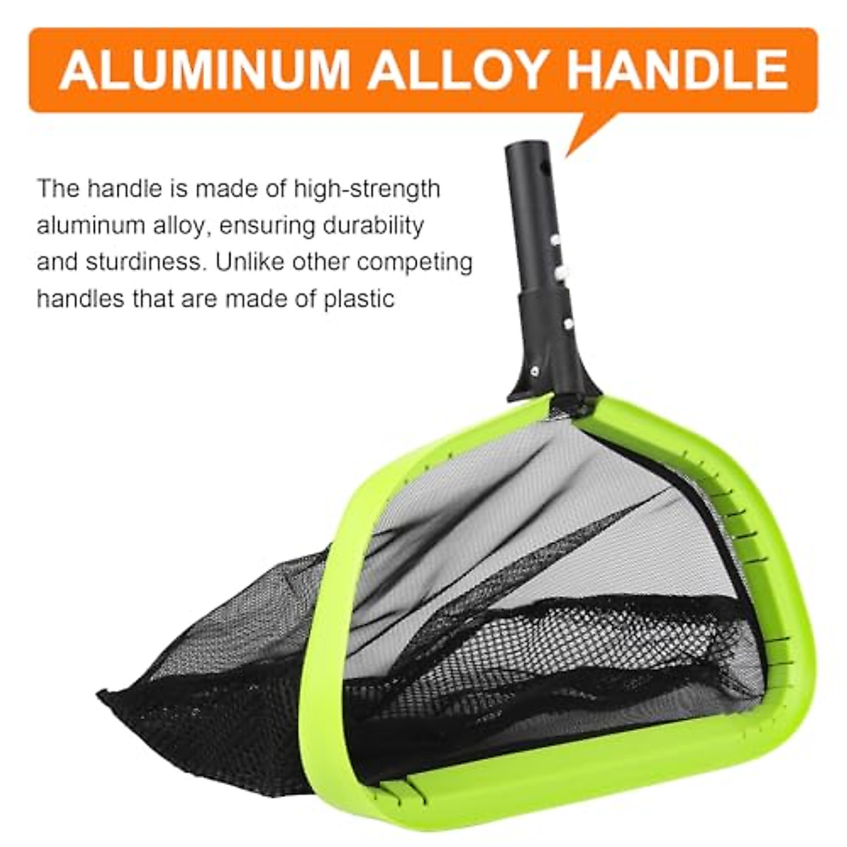 Sepetrel Pool Net,Professional Swimming Pool Leaf Skimmer Nets for Cleaning with Double-Layer Deep Big Bag,Heavy Duty Aluminum Frame & Handle Rake(Pole Not Included)