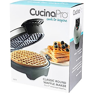 Waffle Maker by Cucina Pro - Non-Stick Waffler Iron with Adjustable Browning Control, Griddle Makes 7 Inch Thin, American Style Waffles for Breakfast, Great for Holiday Breakfast or Gift