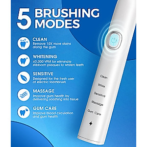 Electric Toothbrush and Water Flosser,600ML Oral Irrigator Water Flosser with 7 Jet Tips,10 Adjustable Water Pressure,Sonic Electric Toothbrush with 2 Brush Heads,5 Modes(White)