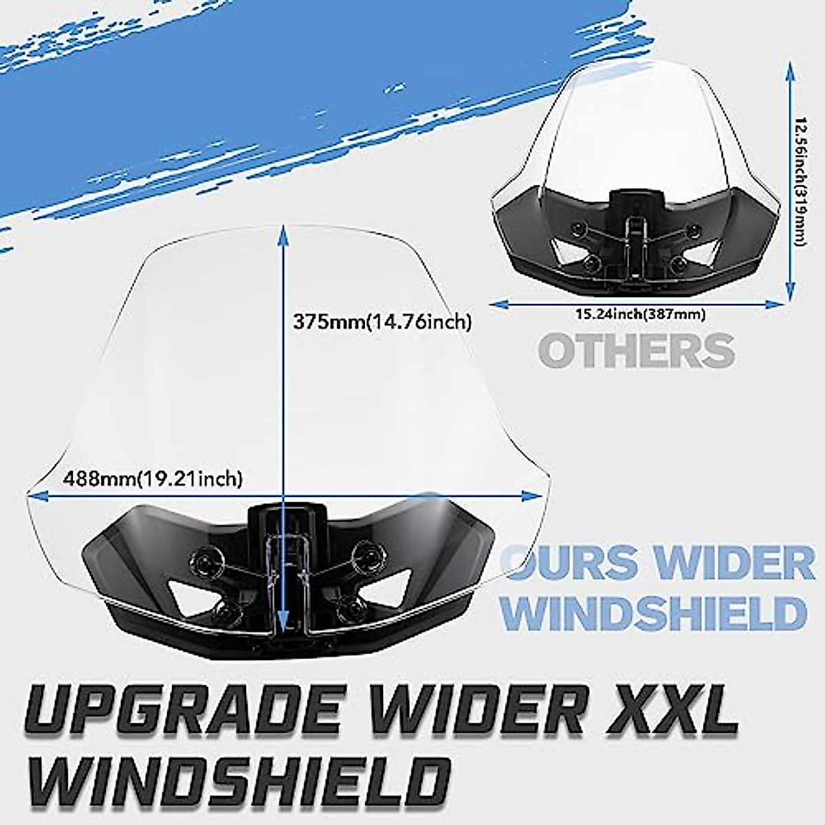 A & UTV PRO Adventure Wider Windshield & Wind Deflector for Can Am Ryker All Models, XXL Adjustable Vented Wind Windscreen, Hand Guard Air Deflector Accessories, Replace OEM # 219401032, 219400894