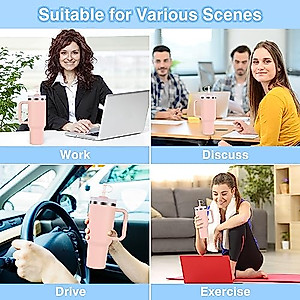 BGAANM Silicone Spill Proof Stopper Set Compatible with Stanley Quencher H2.0 FlowState Tumbler 40oz/ 30oz, Accessories Include 2 Straw Cover Cap, 2 Square Spill Stopper, 2 Round Leak Stopper (Pink)