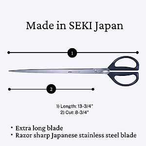 ALLEX Extra Long Scissors 13-3/4" Razor Sharp Japanese Stainless Steel Blade, Giant Scissors for Ribbon Cutting Ceremony & Paper Cutting, Large Scissors Heavy Duty Blade, Made in JAPAN