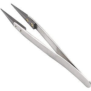 FEITA Black Pointed Ceramic Tip Tweezers - Precision Stainless Steel Tweezer for Electronic Repair, DIY Hobby (1 Pc)