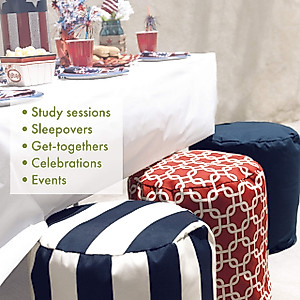 Majestic Home Goods Burnt Orange Vertical Stripe Indoor/Outdoor Bean Bag Ottoman Pouf 16" L x 16" W x 17" H