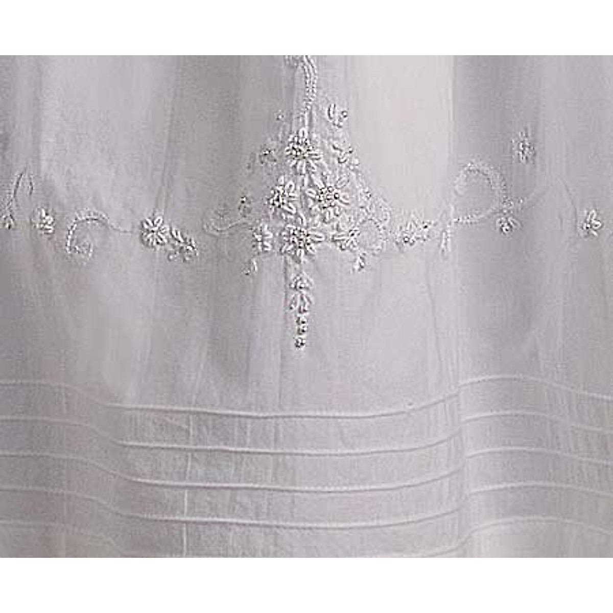 Hand Embroidered 33" Short Sleeve Heirloom Christening Gown w/Shadow Embroidery White