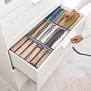 QuFrotty 3 Pieces Wardrobe Clothes Organisers With Support Board, Stable Mesh Storage Boxes to Organize Jeans, Shirts And Underwears, Foldable Drawer Organiser with Compartments