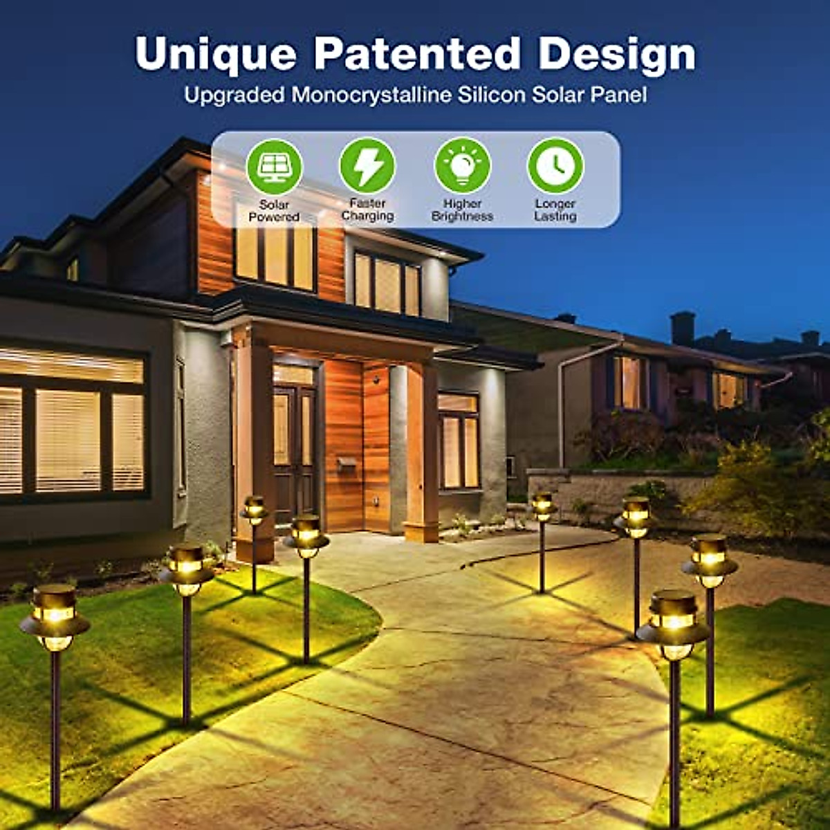 BUCASA Solar Pathway Lights Outdoor 6 Pack, Super Bright Solar Outdoor Lights, Up to 12H IP67 Waterproof Solar Landscape Path Lights Solar Powered Garden Lights for Walkway Driveway Yard Patio Lawn