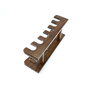 Skyway 6 Pipe Wood Tobacco Pipe Stand Rack Holder - Walnut Brown