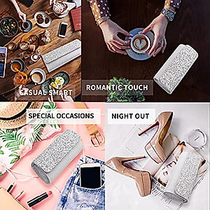 YIXUND Evening Bag Clutch Purses for Women Evening Wedding Party Pleated Handbag Sparkling Glitter Crossbody Evening Clutch (Silver-Glitter)