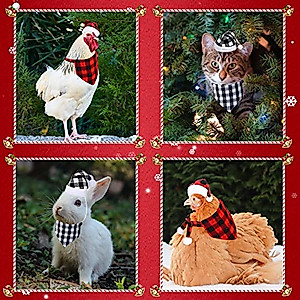 JOTFA 8 Pieces Christmas Chicken Hats Bandanas, Chicken Santa Claus Hat Chicken Christmas Bandana Scarf Small Pet Christmas Costume for Chicks Hen Rooster Goose Duck Parrot Hamster Guinea Pig Lizard