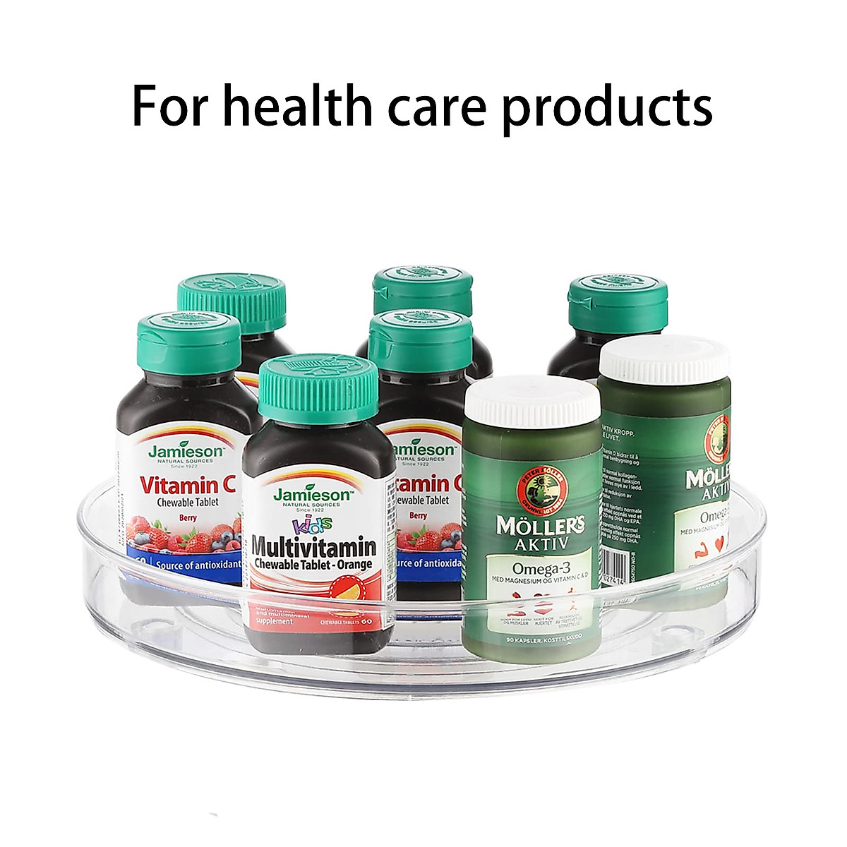 URALFA 2-Pack Lazy Susan Cabinet Organizer, Plastic Rotating Round Lazy Susan Turntable for Pantry, Countertop, Table, Fridge, 10.5 Inch