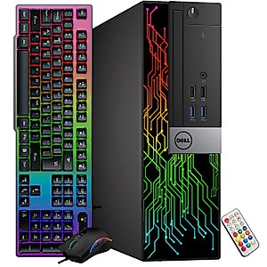 Dell OptiPlex Desktop Customized RGB Lights Computer Intel Core i7 3.40GHz 16 GB RAM 2TB SSD Windows 10 Pro - WiFi - Gaming PC Keyboard & Mouse HDMI (Renewed)