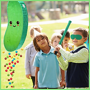 Sonwyoung Pickle Piñata for Kids Birthday Party 15.7 x 6.7 x 2.8 Inches Cucumber Theme Piñata with Bat Blindfold and Confetti for Baby Shower Photo Props Cinco De Mayo Fiesta Decoration