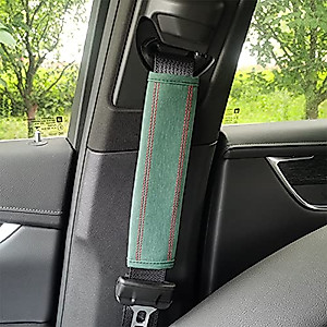 BELOMI 2PCS Car Seat Belt Cover, PU Leather Seatbelt Strap Covers, Breathable Soft Shoulder Pad Protector, Comfortable Protect Your Neck, Vehicle Accessories Universal for All Cars (Green/Red)