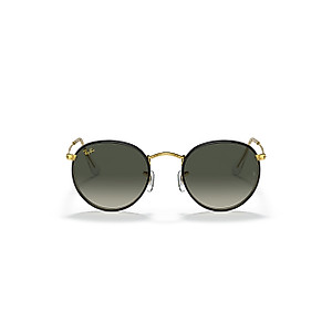 Ray-Ban RB3447JM Round Full Color Sunglasses, Black On Legend Gold/Grey Gradient, 50 mm