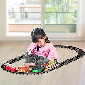 ArtCreativity Kids Train Set - Electric Train Set with Lights & Sound, Battery-Operated Train Toy with 4 Cars and Tracks - Christmas Train Sets for Around The Tree, Great Gift Idea for Boys and Girls