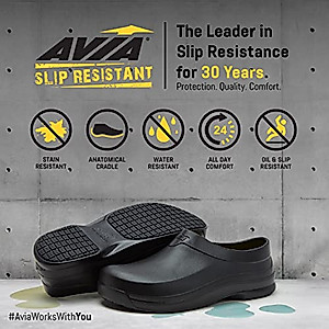 Avia Flame Men's Clogs, Slip Resistant Shoes for Men Food Service, Non Slip Restaurant and Chef Shoes Men Slip Resistant for Kitchen Work or Nursing - Black, 14 Medium