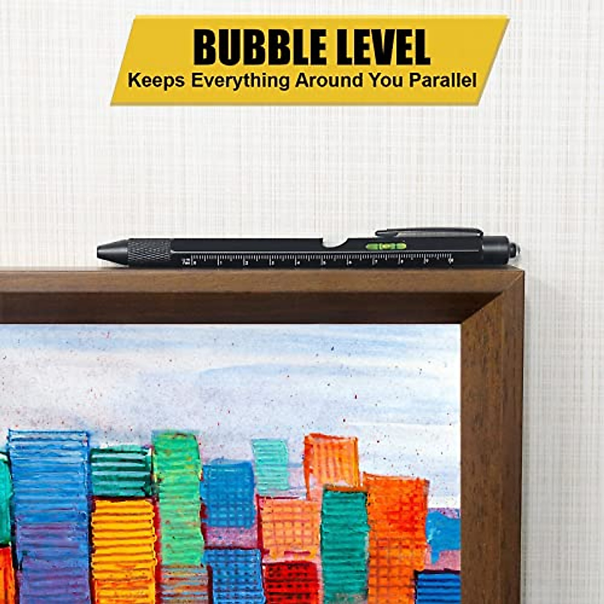 Jasee Gifts for Men, 9 in 1 Multitool Pen, Cool Gadgets for Men Dad Gifts, Birthday Gifts for Dad Him Boyfriend Husband - Led Light, Stylus, Screwdriver, Bottle Opener, Ruler, Level(Black)