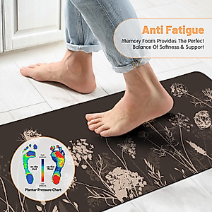 Witzest Blue Modern Kitchen Mat Cushioned Anti-Fatigue Kitchen Rug Set of 2, Non Slip Waterproof Kitchen Mat and Comfort Memory Foam Kitchen Matt Standing Stress Mat for Kitchen Floor, Sink, Corner