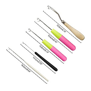 5PCS Latch Hook, Different Sizes Small Crochet Hooks Needle for Hair