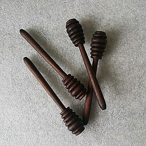 DOITOOL 2pcs Black Walnut Wood Honey Dipper Honey Spoons Stick Honeycomb Sticks Honey Stirrer Honey Wand for Honey Jar Dispense Drizzle Honey Party Favors