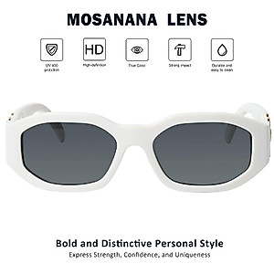 mosanana Trendy Sunglasses for Women Men Creamy White Rectangle Vintage Retro Fashion Cool 90s Cute Ladies Rectangular Funky 70S Aesthetic Small 2000s Skinny Stylish Chunky 2023 Unique Shade Tracer